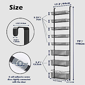 COVAODQ 8-Tier Pantry Door Organization and Storage Over the Door Pantry Organizer Metal Hanging Kitchen Spice Rack Can Organizer