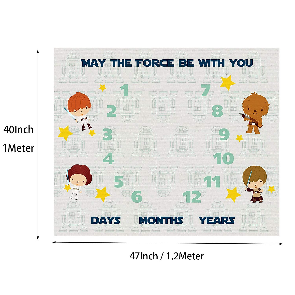 SHELLBOBO Baby Monthly Milestone Blanket for Baby Photo Taken | May The Force Be with You Baby Blanket for Kids