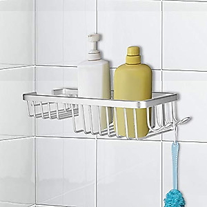 HIUF Shower Tidy Organiser Baskets, Space Saving Easy to Clean Bathroom Storage Shelf Wall Mounted Wall Mounted Storage Shelf Rack for Ornaments for Bathroom