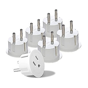 OREI American USA to European Schuko Germany Plug Adapters CE Certified Heavy Duty - 6 Pack - Perfect for Travelling with Cell Phones, Laptops, Cameras & More