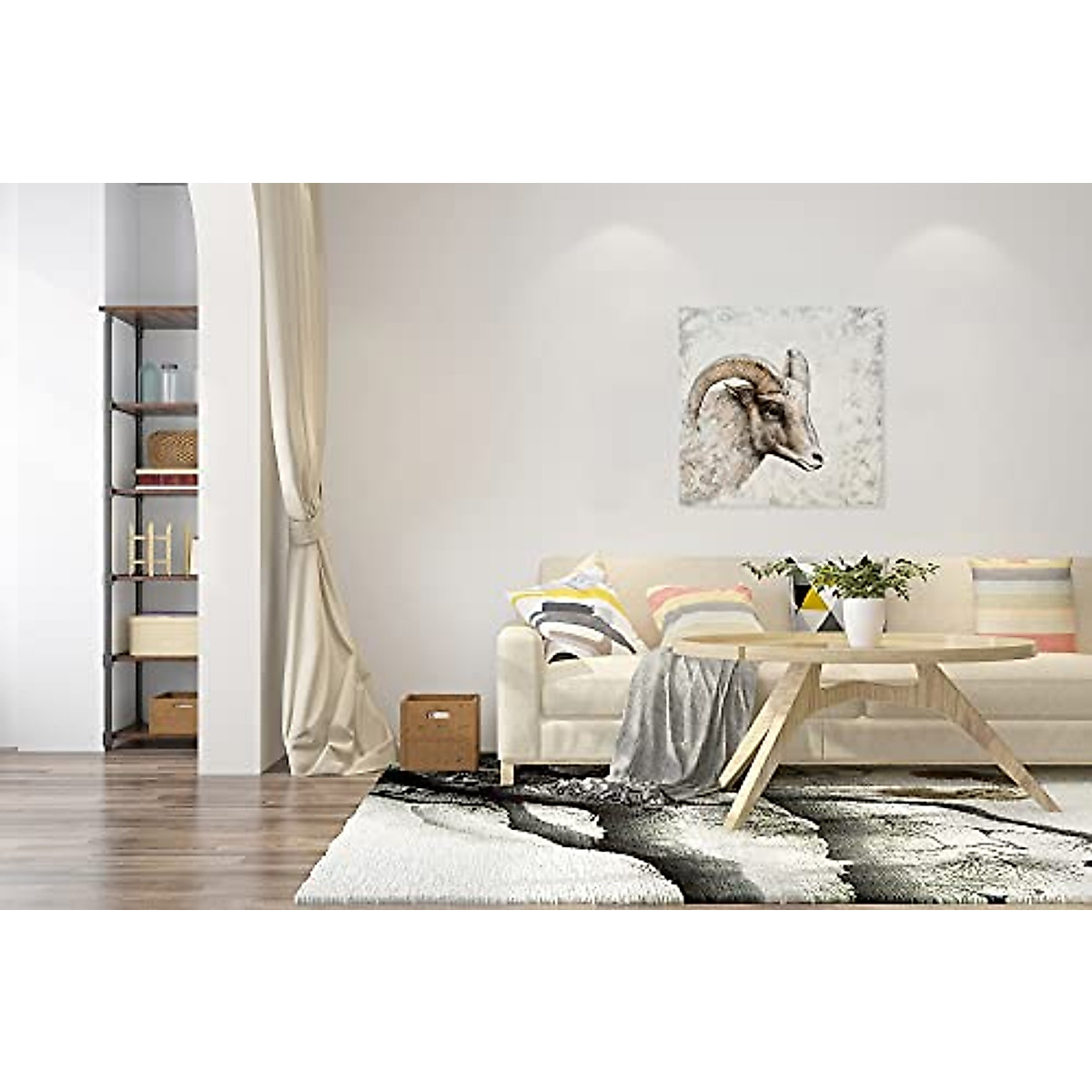 YHSKY ARTS Rustic Animal Canvas Wall Art with Textured Modern Sheep Paintings Contemporary Animal Pictures Square Artwork for Farmhouse Living Room Bedroom Bathroom Decor