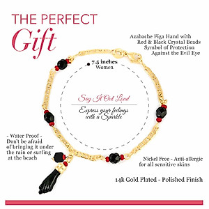 JEWELRSTITION Azabache Bracelet for Women and Men, Jet Stone Amulet and Figa Hand for Evil Eye Protection, 7.5"