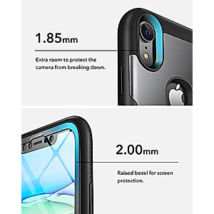 YOUMAKER Metallic Designed for iPhone XR Case, Full Body Rugged with Built-in Screen Protector Slim Fit Shockproof Cover for iPhone XR 6.1 Inch - Black