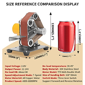 Electric Belt-Sander Polishing-Grinding Sharpener Adjustable - 13 x 1.2inch DIY Power Sanding Machine Mini Bench Belt Grinder, 7-Speed Multifunctional for Knife Making Woodworking Metal Cutter Edges