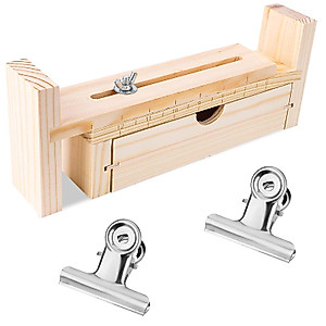 NQEUEPN Wood Bracelet Jig, Adjustable Wood Jig Bracelet Maker with 2 Metal Clips DIY U Shape Clear Scale Bracelet Jig for DIY Craft Hand Bracelet Knitting Tool (Drawer)