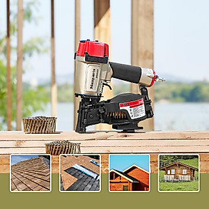 Maxparts NVH45 15 Degree Roofing Coil Nailer for Wooden House Roof Building 7/8-Inch to 1-3/4-Inch Round Head Coil Nails