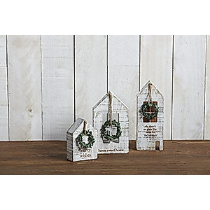 Mud Pie White Wreath Home Plaque, Home Sweet Home, 7" x 4"