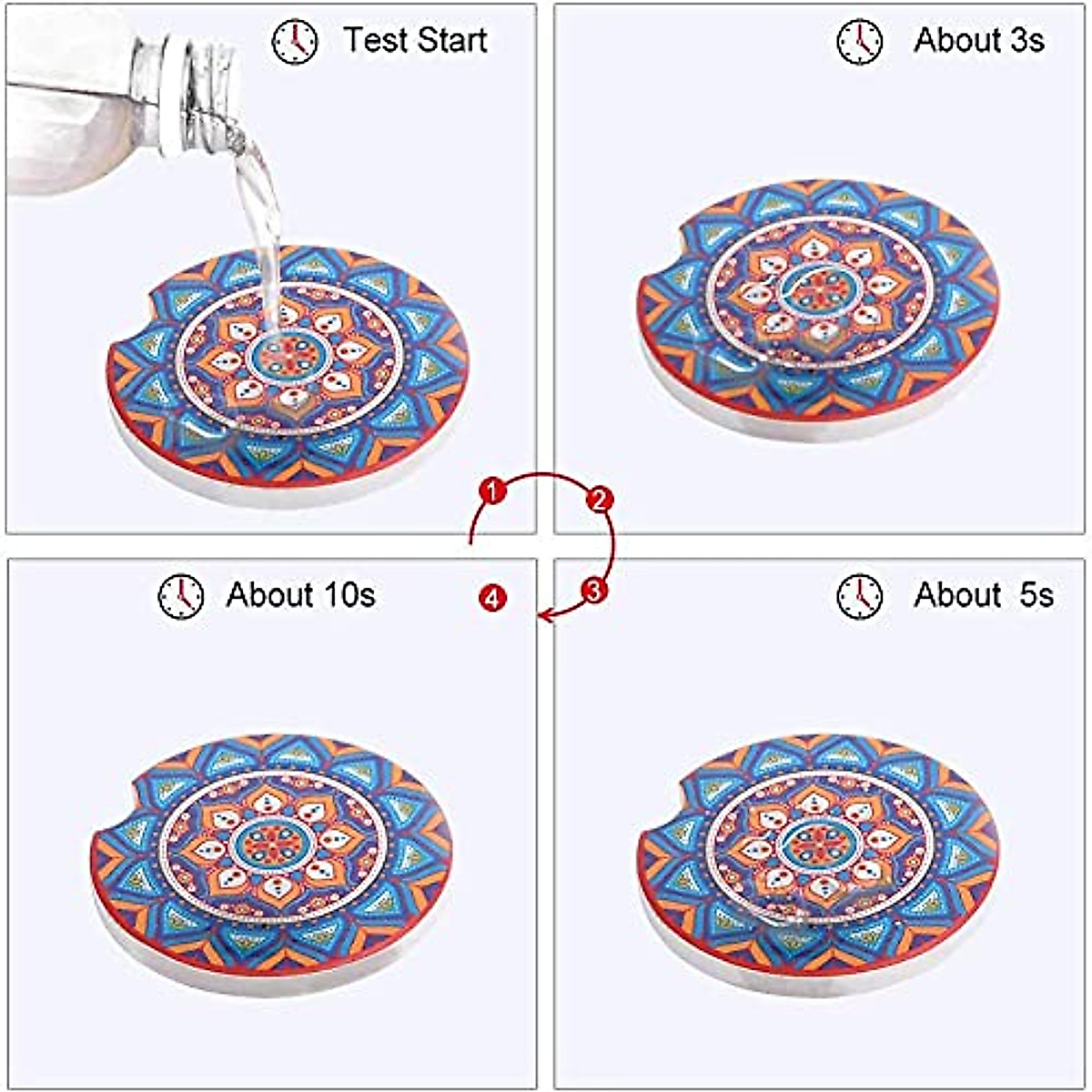 Car Coasters for Drinks Absorbent, 10 Pack 2.56in Car Coasters Absorbent Ceramic with A Finger Notch for Easy Removal, Car Cup Holder Coaster for Car, Cute Car Accessories for Women,Men