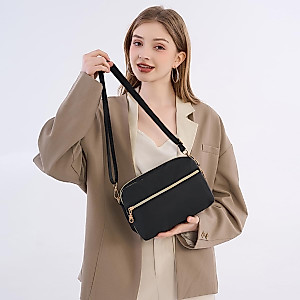 YANAIER Functional Multi Pocket Crossbody Bag for Women Stylish Ladies Shoulder Messenger Bags Purse Burgundy