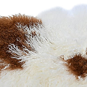 Creative Co-Op Creative Co-Op Tibetan Lamb Fur Rug, Brown and White
