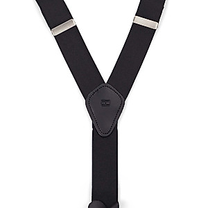 Tommy Hilfiger mens 32mm With Convertible Clip, Button and Strap apparel suspenders, Black, One Size US