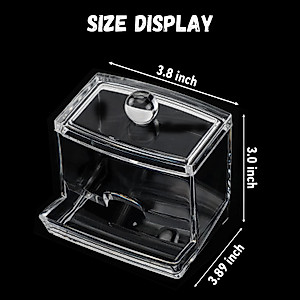 10 Ounce Cotton Swab Pad Holder With Lid Large Acrylic Clear Bathroom Organizer, Cotton Ball Holder Apothecary Jar for Makeup Pads/Toothpicks/Dental Floss