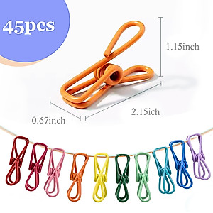 45 Pcs Chip Clips - 2 Inch Random Multi-Colored Waterproof Metal Clothes Pins for Bag, Food, Chips, Paper