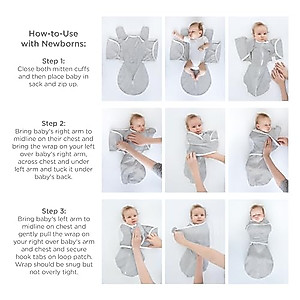 Amazing Baby 6-Way Omni Swaddle Sack for Newborn, Transitional Swaddle Sack with Wrap & Arms Up Sleeves & Mitten Cuffs, Easy Swaddle Transition, Better Sleep, Gray Stars, Small, 0-3 Months