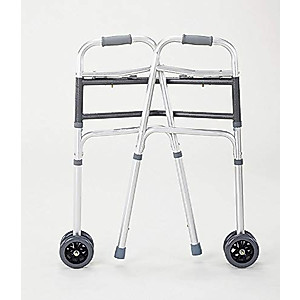 Cardinal Health CWAL0010B Heavy Duty Dual Release Aluminum Walker with 5IN Dual Front Wheels, Bariatric, 33-43IN, 500LB