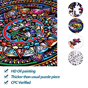 Bgraamiens Puzzle-Mandala Petals-1000 Pieces Round Puzzle Color Challenge Jigsaw Puzzles for Adults and Kids(Mandala Petals)