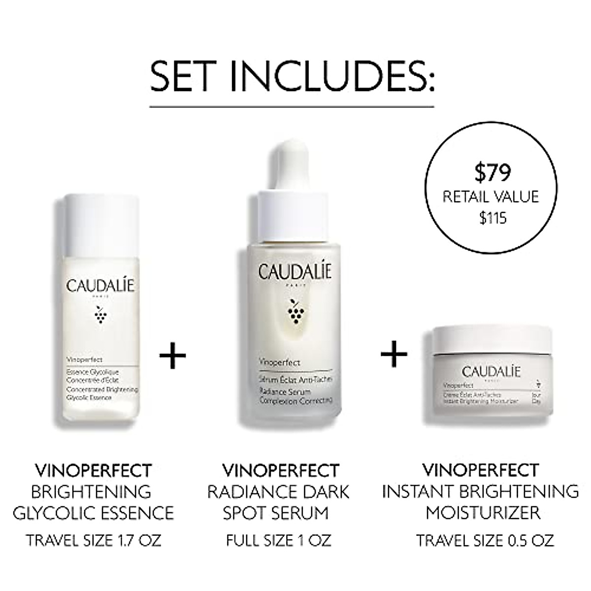 Caudalie Vinoperfect Radiance Dark Spot Serum - 62x more effective than Vitamin C (Gift Set)