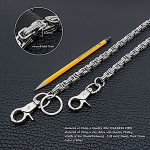 newtro Stainless Steel Wallet Chain for Men Women Boy Girl, Biker Motorcycle Pants Jean Punk Long Key Chain 24 inches (ST006-24)
