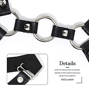 Bodiy Punk Leg Chain Black Gothic Rave Halloween Accessories Rivet Thigh Leg Body Chain Jewelry for Women and Girls (Black-02)