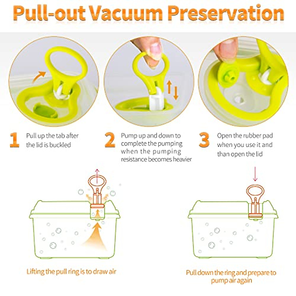 Genteen Vacuum Food Storage Container Set, Air Tight Sealable Containers for Rice, Pasta and Bean - 3 Pack Dry Food Storage Containers with Lids Airtight BPA Free （3.8 Qt+1.27 Qt+0.61 Qt）