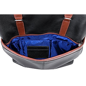 McKleinUSA Element Pebble Grain Calfskin Leather 17" Leather Two-Tone Flap-Over Laptop & Tablet Backpack Black (18472)