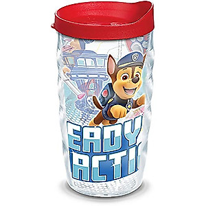 Tervis 1346912 Nickelodeon - Paw Patrol Take Action Insulated Tumbler with Wrap and Red Lid, 10oz Wavy, Clear