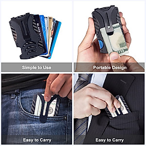 INECOKS Tactical Wallet, Carbon Fiber Wallet, Metal Money Clip Wallet, RFID Blocking Minimalist Wallet for Men Slim Aluminum Credit Card Holder