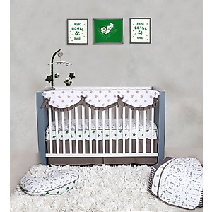 Bacati Soccerball Green/Grey Muslin Quilted Changing Pad Cover