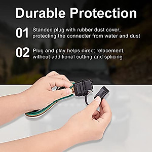 WATERWICH 4 Way Trailer Wiring Harness 56407 Compatible with Jeep Wrangler JL 2018-2023 and Jeep Gladiator 2020-2023, 4-Pin Trailer Hitch Wiring Harness