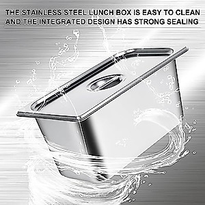 8 Packs Stainless Steel Hotel Pans 1/3 Size x 6" Deep Steam Table Pan with Lids Commercial Food Storage Containers Stackable Metal Steamer Pan Anti-Jam Hotel Pan Restaurant Warm Pans for Buffet Party