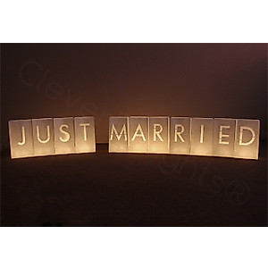 CleverDelights White Luminary Bags - Just Married - 11 Bags