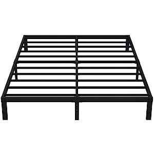 EMODA 10 Inch King Bed Frame No Box Spring Needed, Heavy Duty Metal Platform with Steel Slats, Noise Free, Easy Assembly, Black