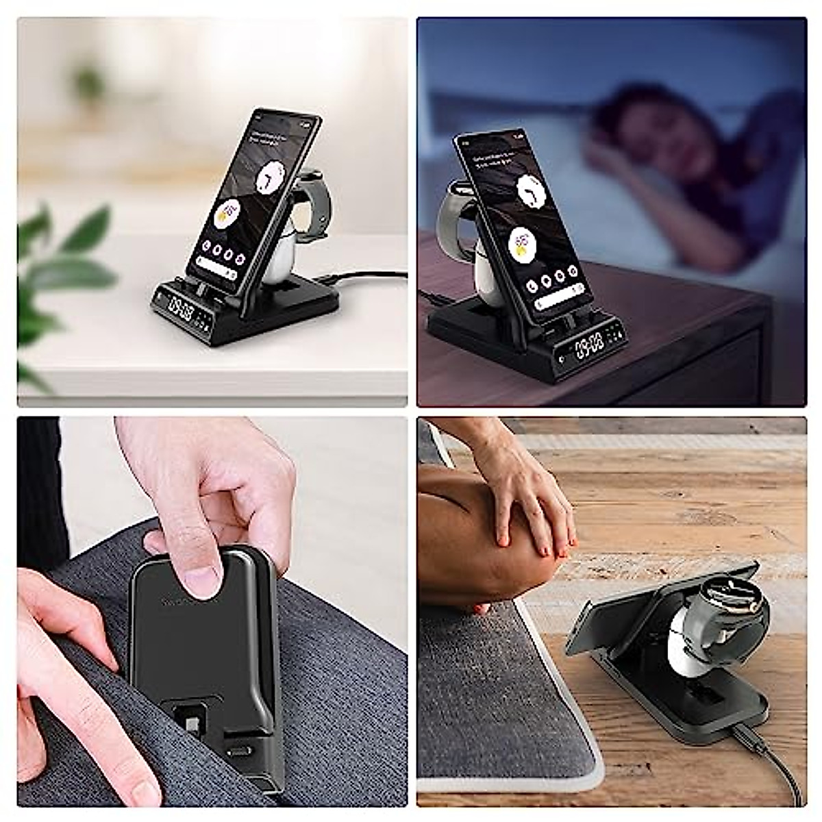 SwanScout 3 in 1 Charging Station for Google Pixel Watch 1, SwanScout 701G, 25W Fast Type-C Wired Charger Stand for Google Pixel 8 Pro/8a/8/Fold/7a/7/7 Pro/6/6 Pro/6a/5/5a/4a, Pixel Buds Pro/A-Series