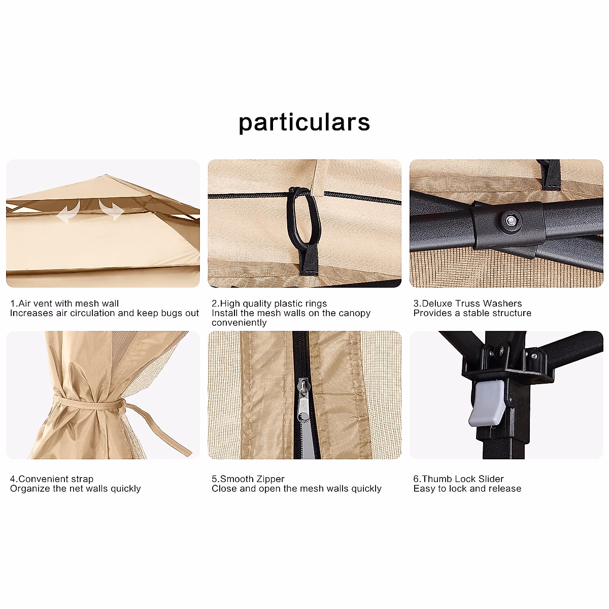 COOSHADE 11x11Ft Easy Pop Up Gazebo Tent Instant Outdoor Canopy Shelter with Mosquito Netting Walls(Khaki)