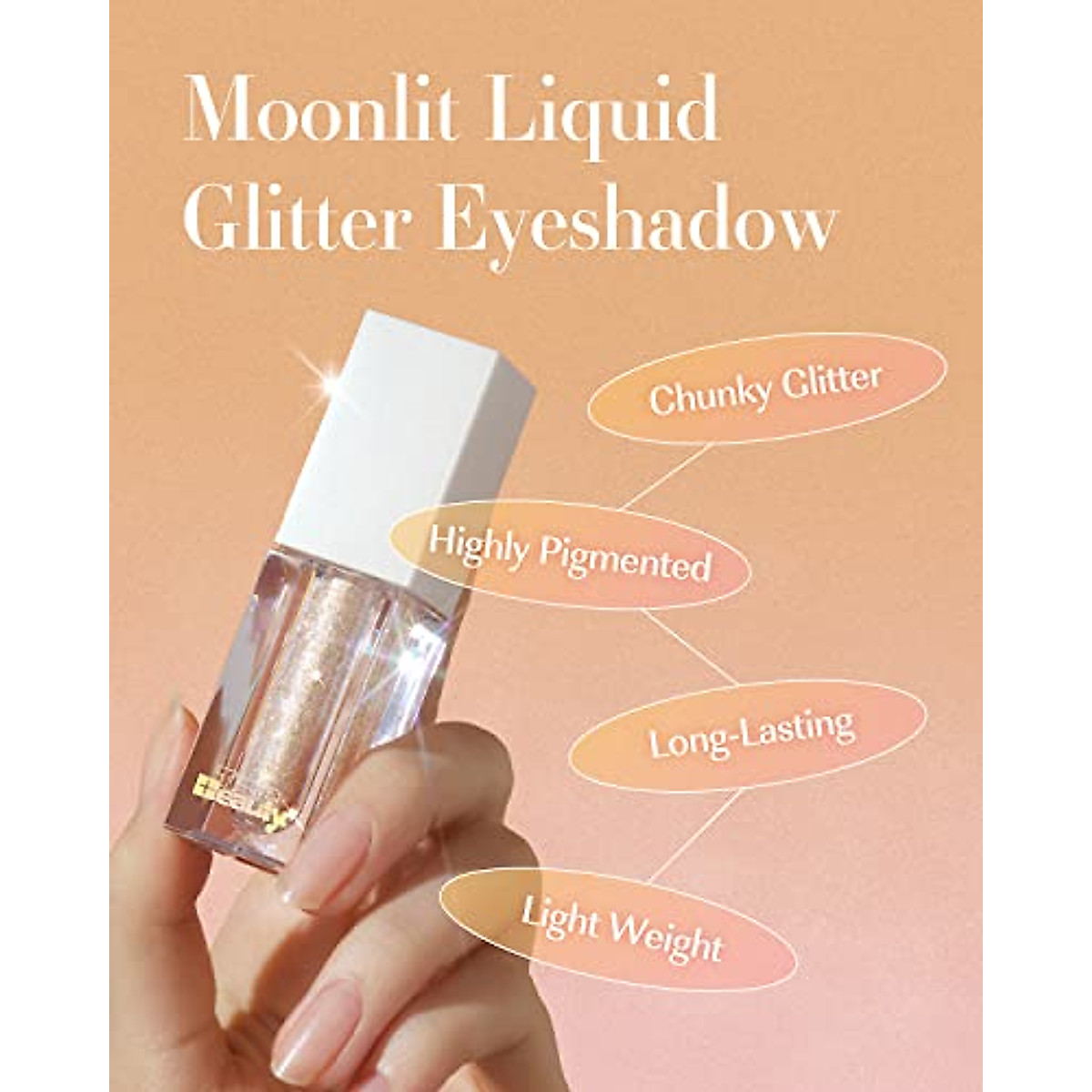 AMTS Webtoon True Beauty - 02 Some Sweet Glitter | Liquid Pink Gold Chunky Glitter Eyeshadow | Highlighter, K-Drama Korean Makeup, Highly Pigmented, Long Lasting Shimmer (Some Sweet)