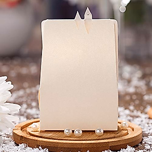 Hosmsua 50pcs Laser Cut Wedding Favor Boxes Candy Box Gift Bag Bride and Groom Paper Bags with Romantic Castle Design (Beige) CB5093