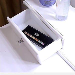 Lucakuins Small Vanity, White Vanity Desk with Mirror and Lights, Makeup Vanity with Lights,Vanity Mirror with Lights Desk and Chair, Vanity Set