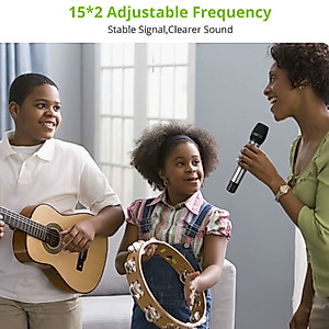 LiNKFOR UHF Wireless Handheld Microphone System, Bluetooth 5.0 | 30 Adjustable Frequencies | Optical/Coaxial/3.5mm AUX & MIC Input | Optical/3.5mm AUX Output for Karaoke, Wedding, Meeting