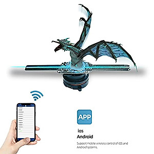 Missyou 3D Hologram Fan Projector - 5.5" Wi-Fi LED Holographic Display for Halloween Advertising, Events, Exhibition User-Friendly App Control, 128 LED Beads, 700+ Video Materials & Dedicated Support