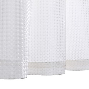 jinchan White Kitchen Curtains 36 Inch Tier Curtains Waffle Woven Textured Cafe Curtains Half Window Curtain Set Rod Pocket Light Filtering for Bathroom Sink Laundry Room Basement RV 2 Panels