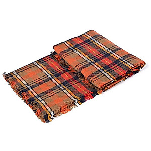 Century Star Women's Stylish Warm Tassels Soft Plaid Tartan Scarf Winter Large Blanket Wrap Shawl Beauty Orange