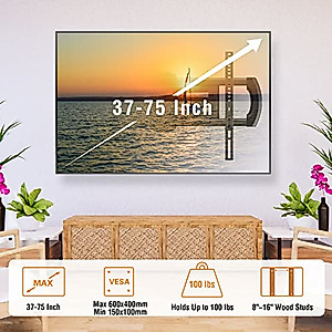 ELIVED TV Wall Mount, for Most 37-75Inch Flat Screen TVs, Swivel and Tilt Full Motion TV Mount Bracket with Articulating Arms, Max VESA 600x400mm, 100 lbs. Loading, 8"-16" Wood Studs