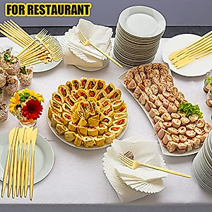 90 Pcs Gold Silverware Set, 18 Set Gold Flatware Cutlery for 5 Matte Golden Stainless Steel Utensils Set Includes Forks Knives and Spoons for Kitchen Home Restaurant (Gold Handle)