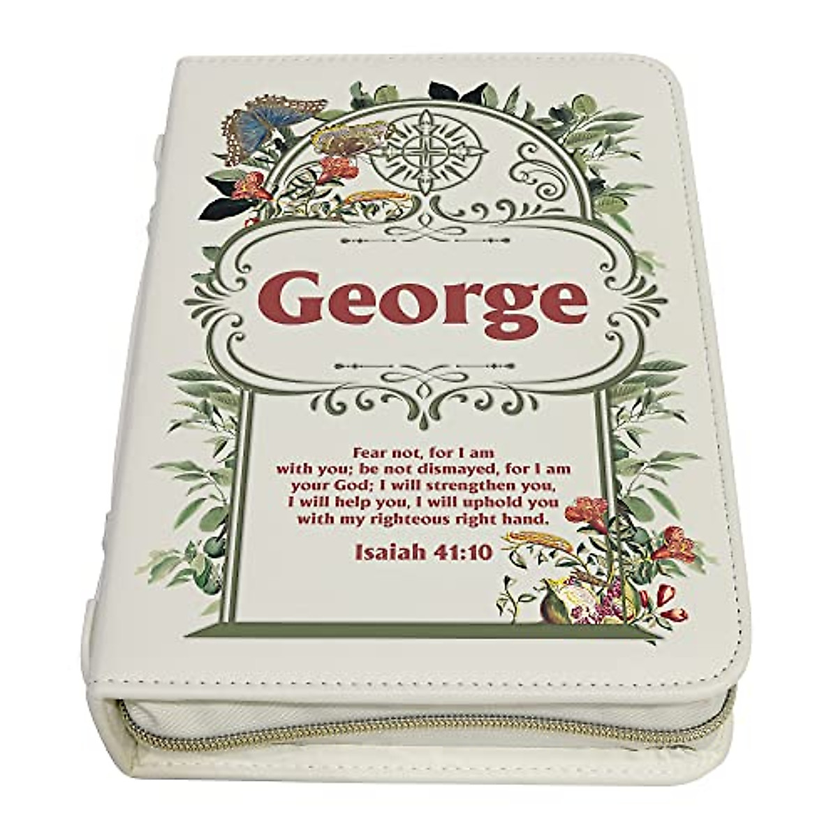 9.6x6.6 Inch Personalized Bible Cover, Custom Bible Cover – Personalized Leatherette Bible Cover and Carrying Case with Handle, Womens Bible Case - White Small (Design 4)