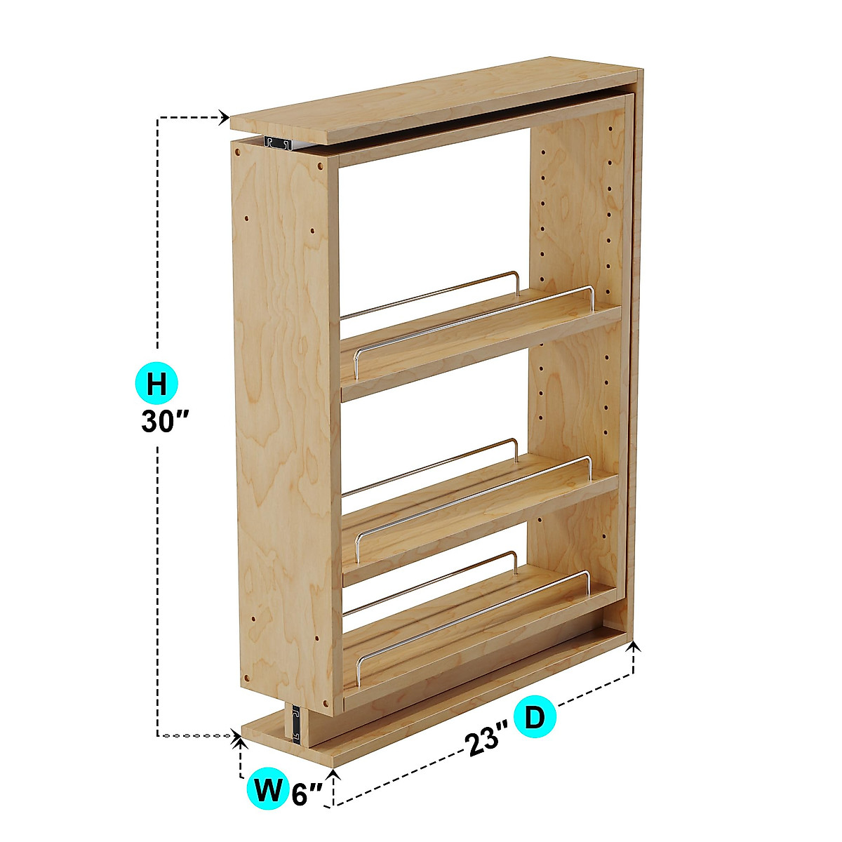 Dowell 8" Base Filler Pullout with Adjustable Shelves (4005 0630B)
