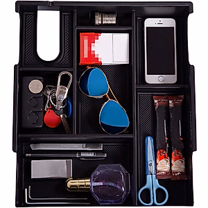 JDMCAR Compatible with Toyota Tundra Accessories 2014-2021 Center Console Organizer, Insert ABS Black Materials Tray, Armrest Secondary Storage Box - Full Tray