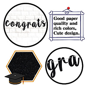 Congrats Firefighter Banner, Class of 2024/Congrats Grad, Fire Department Graduation Party Decoration Supplies for Fireman, Black Glitter