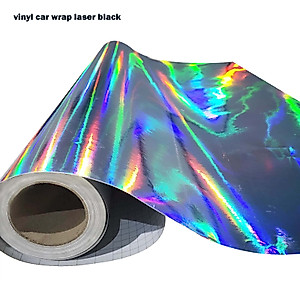 YOLOCKEY Holographic Laser Black Chrome Car Vinyl Wrap Roll Gloss Decal Film Self Adhesive Sticker Sheet Air Release