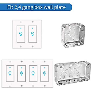 Smart Light Switch, Alexa Smart Double Switch, Smart Light Switch 2 Gang with Timing Schedule and Remote Control, Neutral Wire Needed, Compatible with Alexa and Google Home, Single Pole (2Pack)