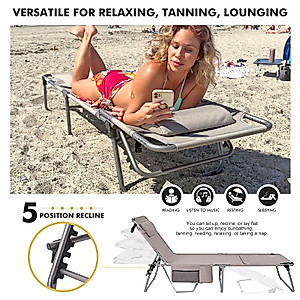 Minndudu Oversized Beige Women Comfy Tanning Chair with Cushion Face Hole + Pink Tanning Chair (Buy Together)